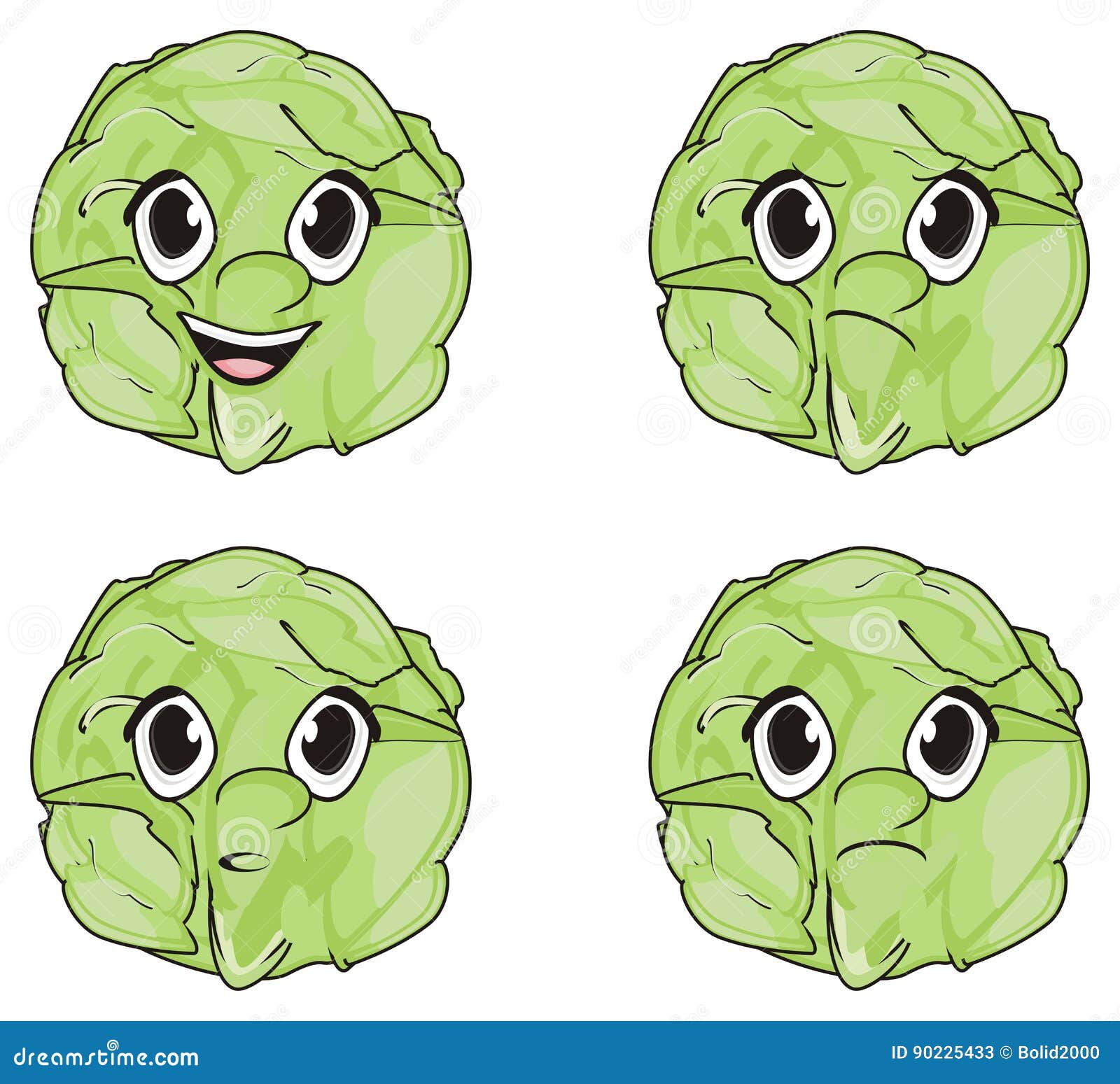 Faces of cabbages stock illustration. Illustration of round - 90225433