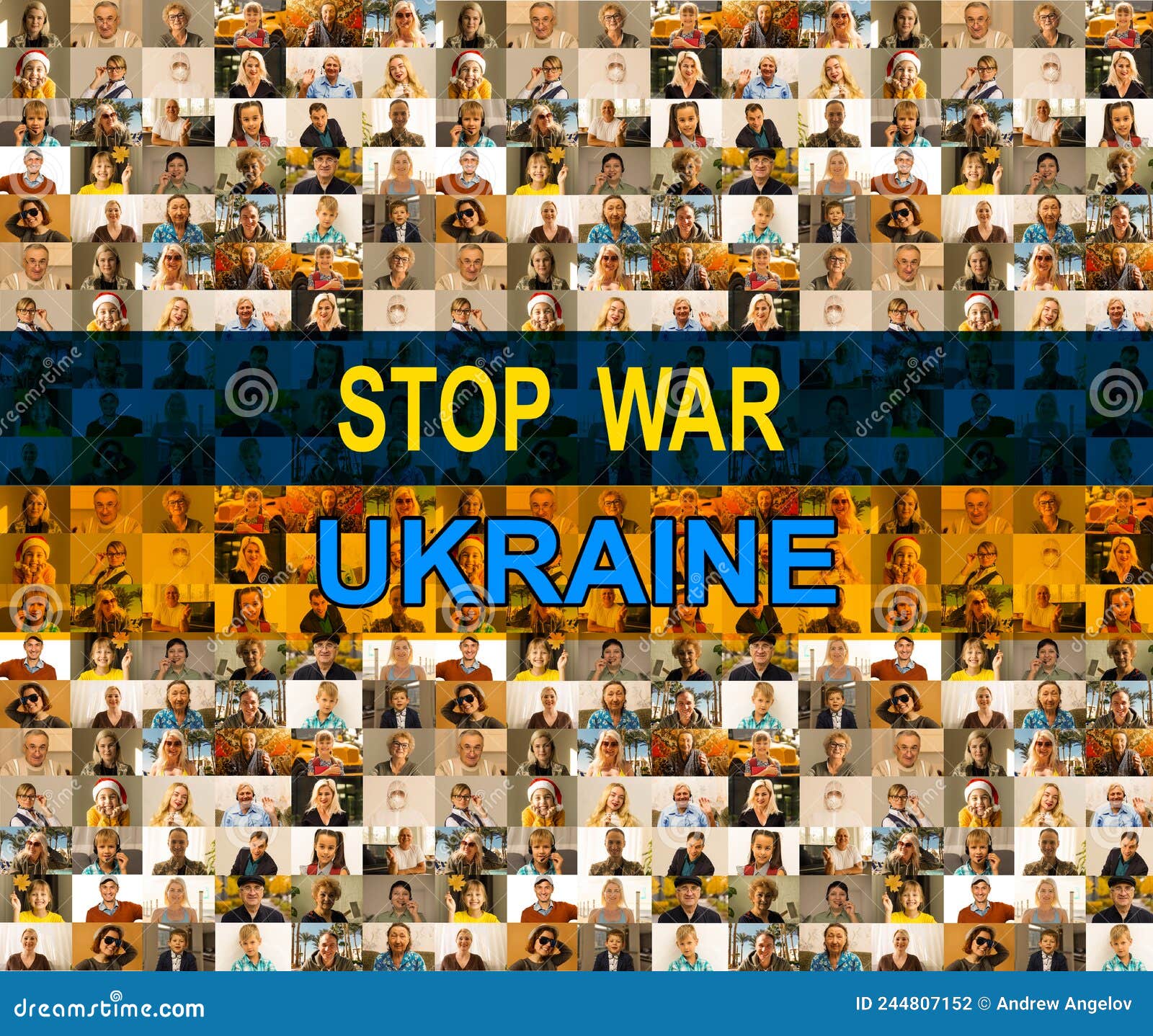 Faces Collage with Flag Ukraine. Stop War Editorial Photography - Image ...