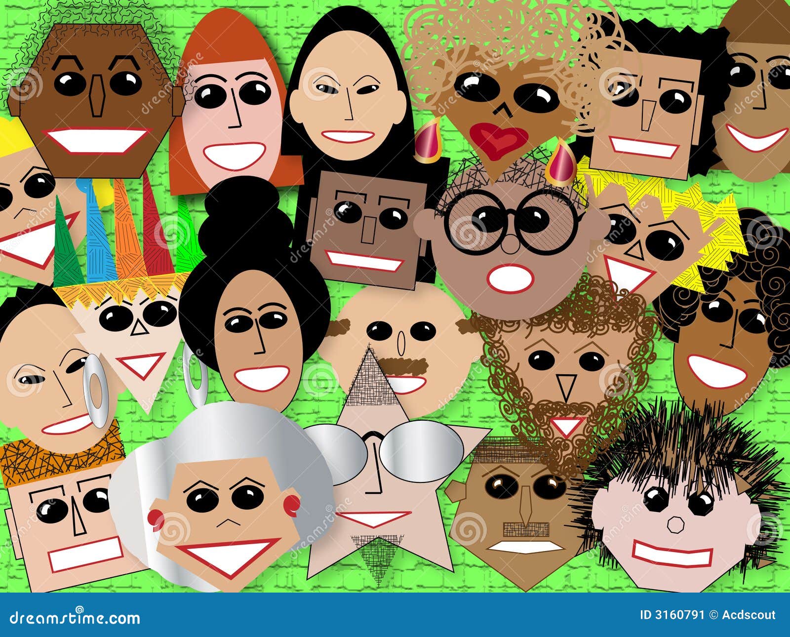 Faces in the Crowd stock illustration. Illustration of diversity - 3160791