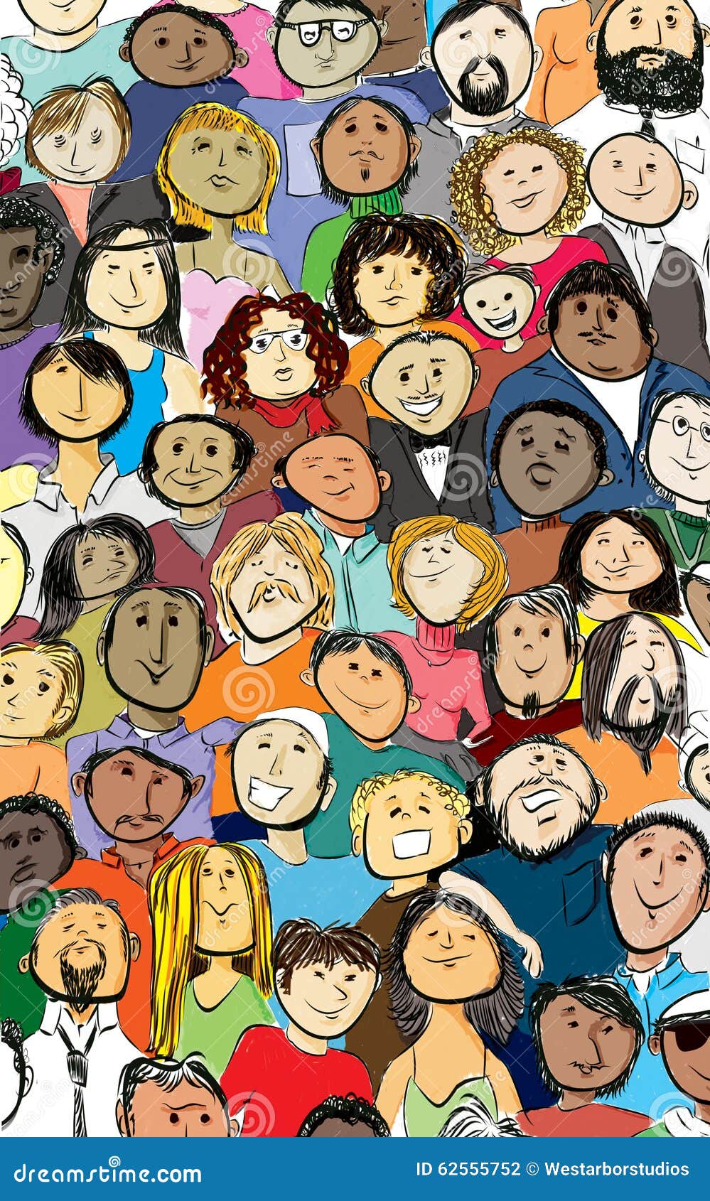 Faces in the crowd stock illustration. Illustration of audience - 62555752