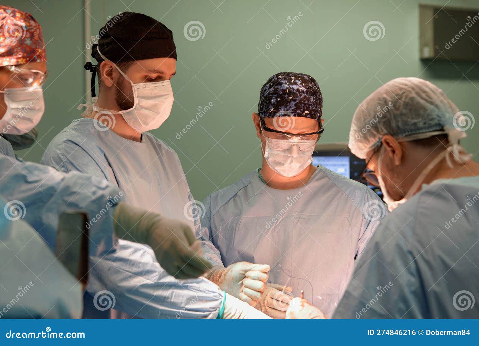The Faces of Doctors Surgeons in Masks are a Big Plan, an Operating ...