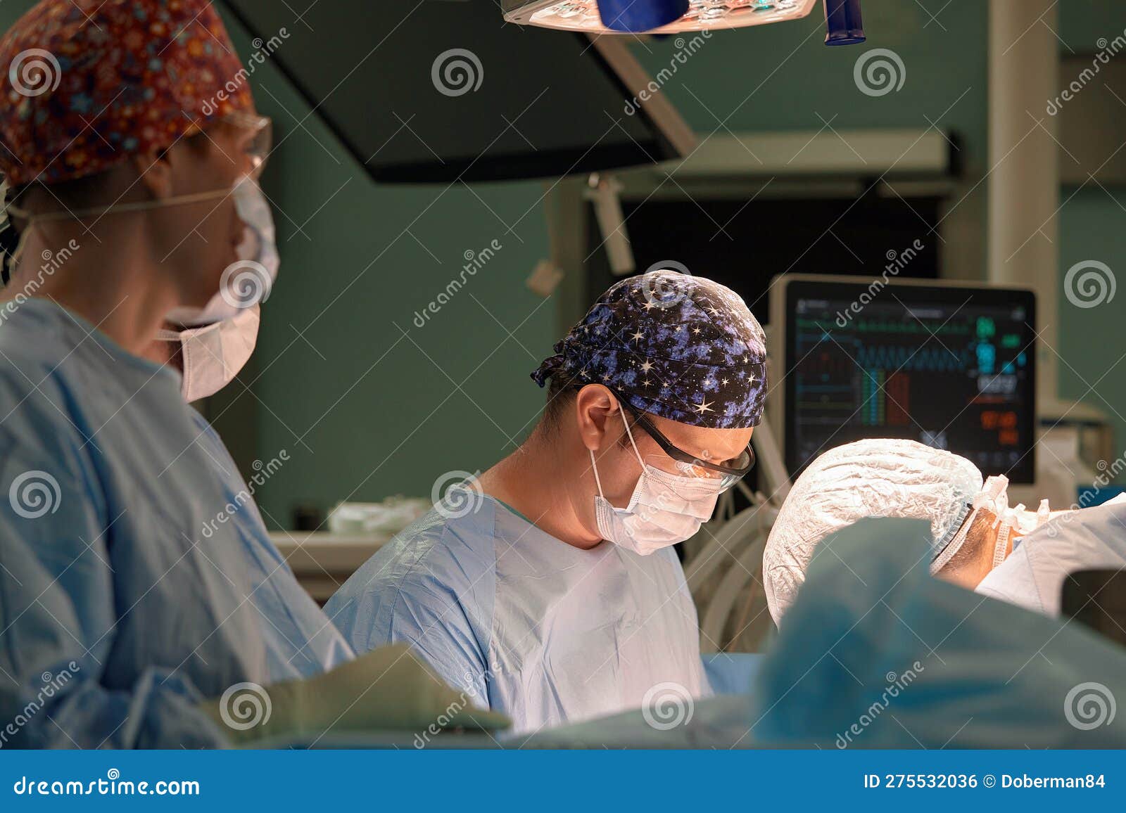 The Faces of Doctors Surgeons in Masks are a Big Plan, an Operating ...