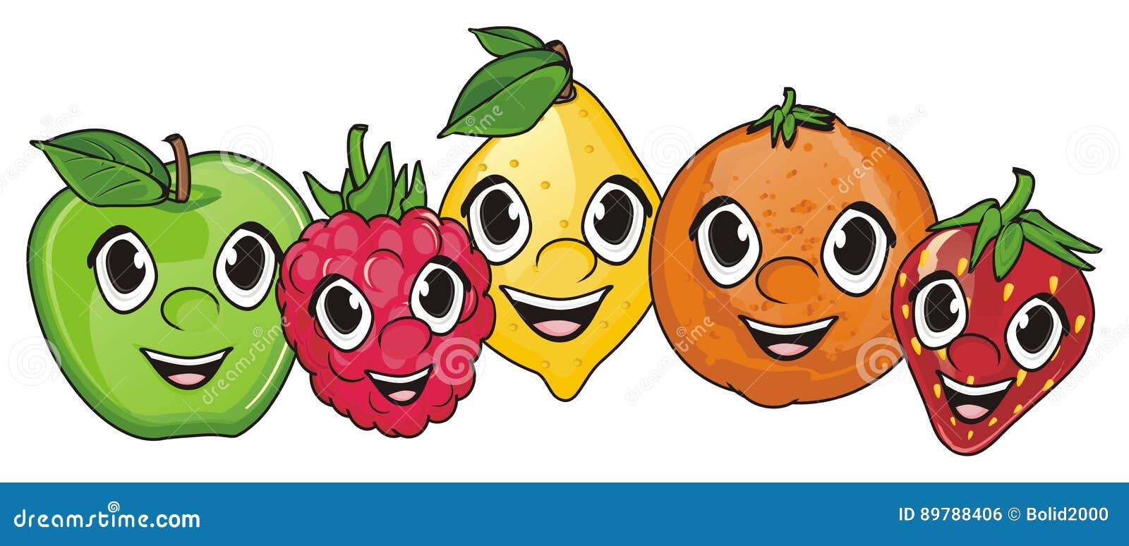 Faces of fruits stock illustration. Illustration of lemon - 89788406