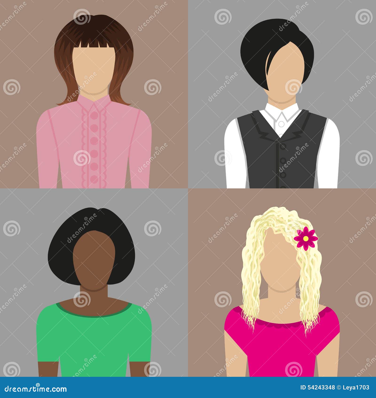 Faces stock vector. Illustration of dress, beauty, shirt - 54243348