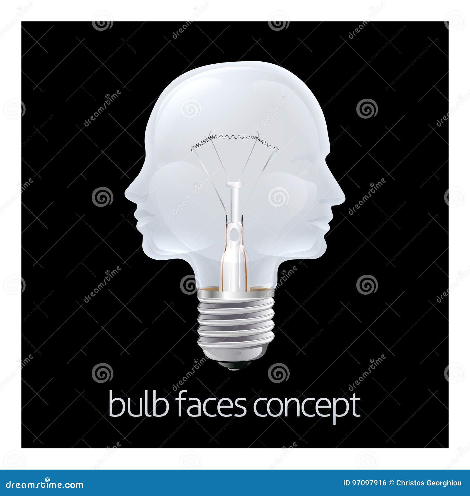 Faces Light Bulb Concept stock vector. Illustration of light - 97097916