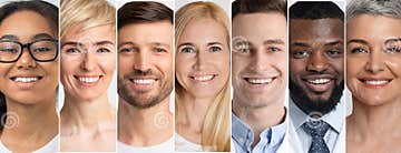 Faces of Multicultural People of Different Age in Collage Stock Image ...