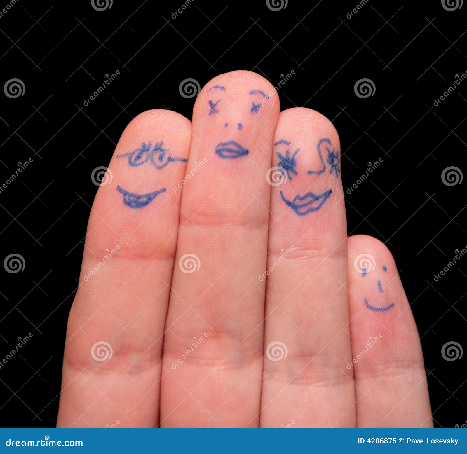 Faces painted on fingers stock image. Image of black, love - 4206875