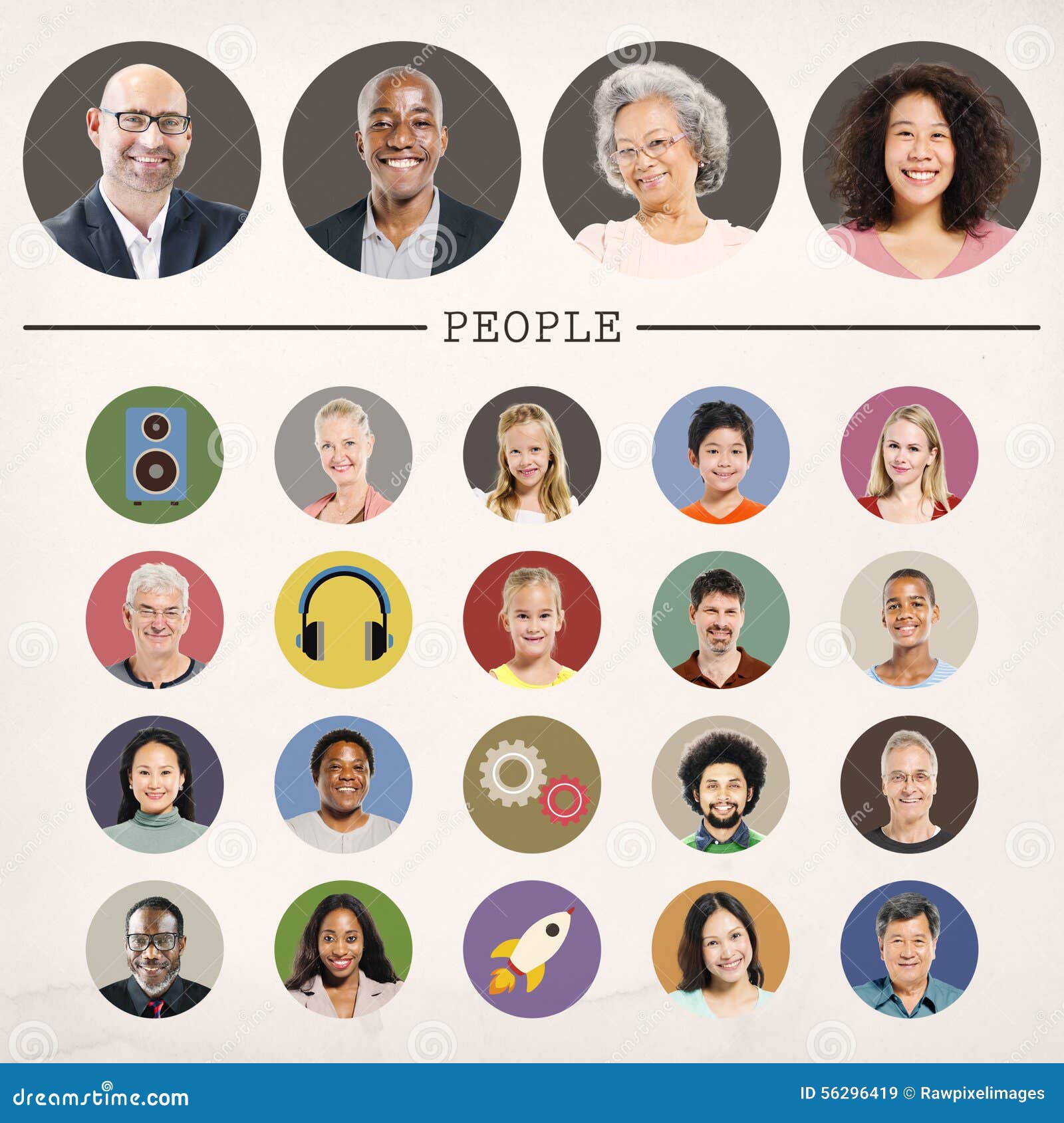 Faces People Diversity Community Portrait Concept Stock Illustration ...