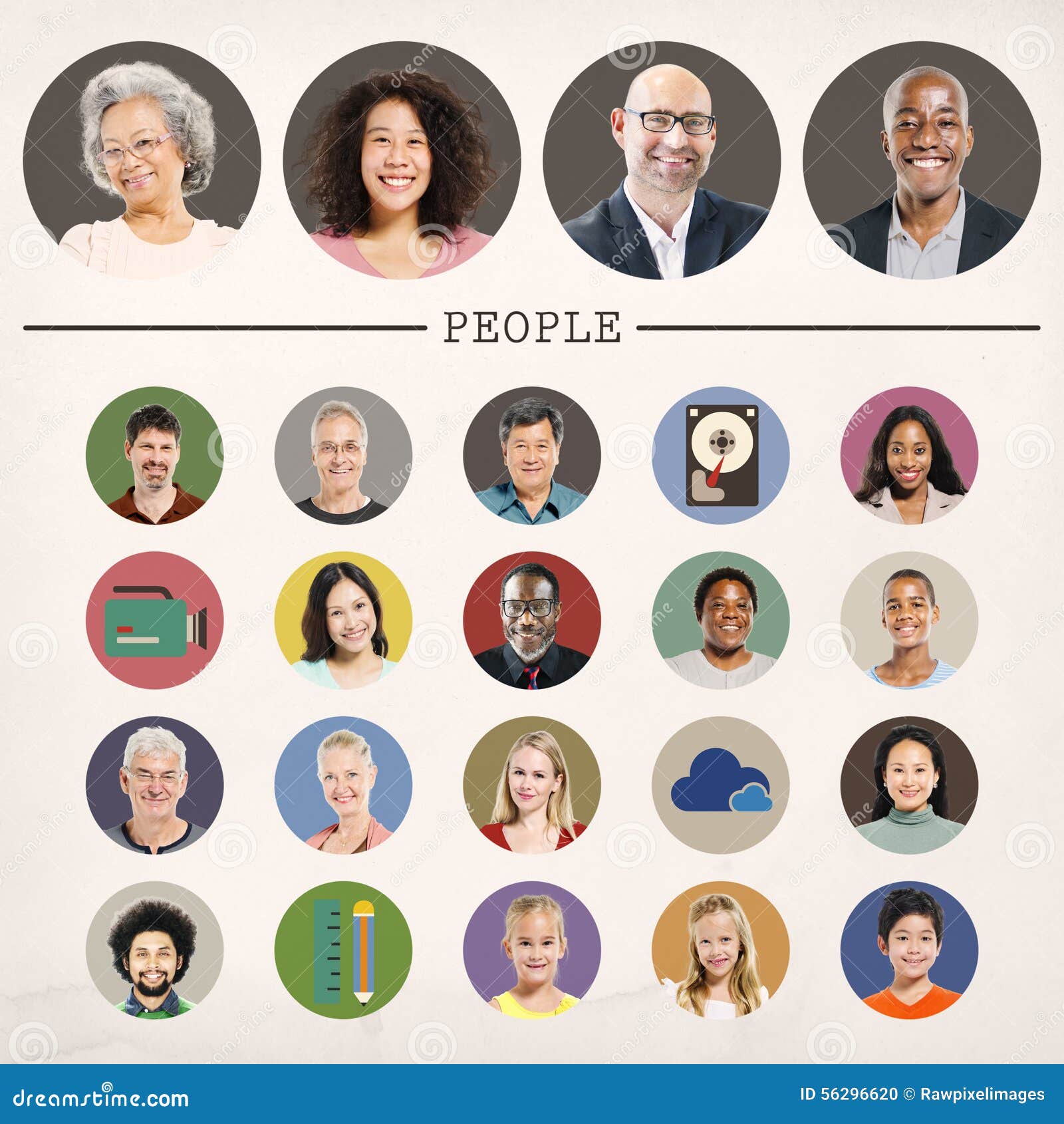 Faces People Diversity Community Portrait Concept Stock Illustration ...