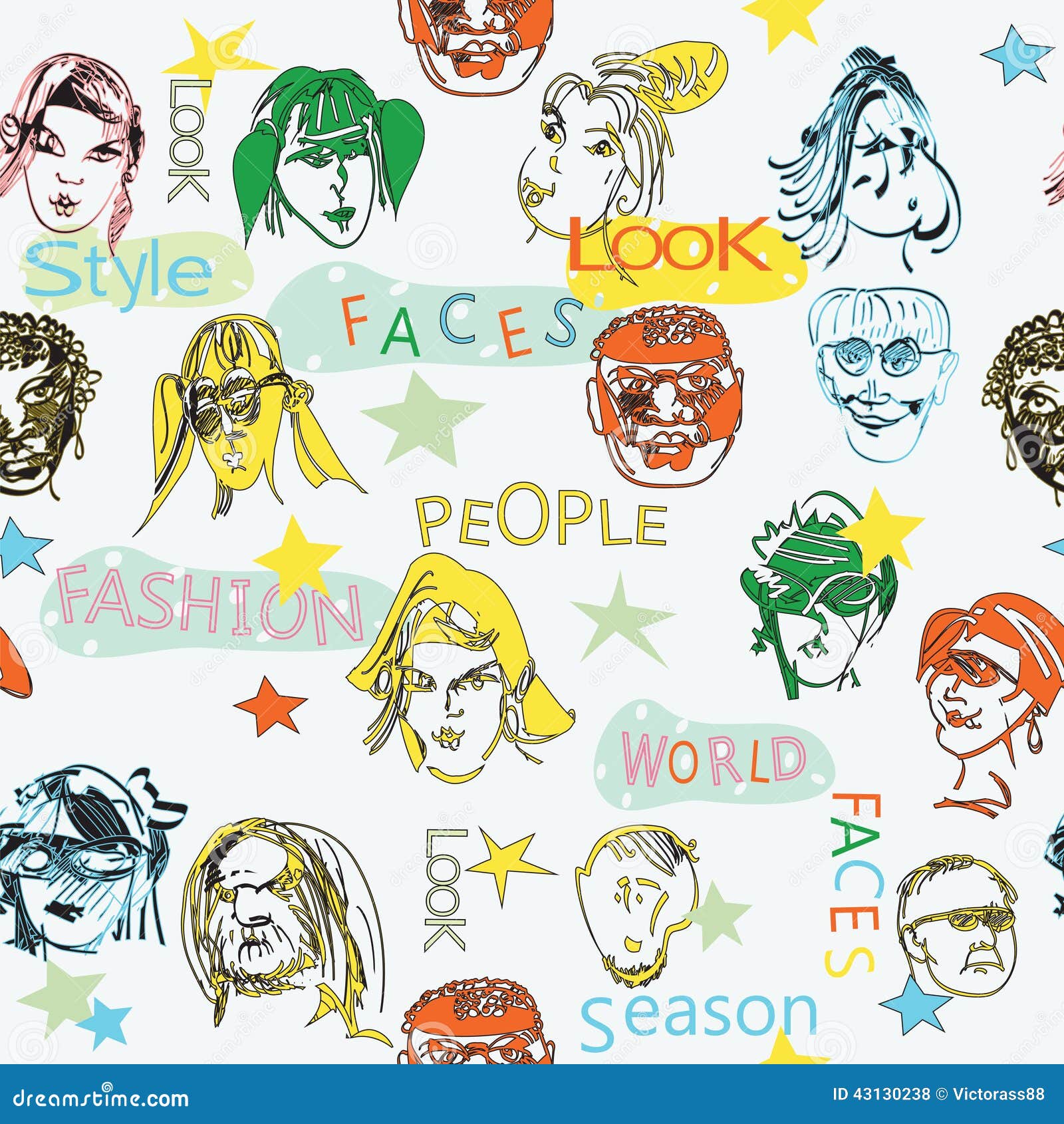 Faces seamless pattern stock vector. Illustration of faces - 43130238