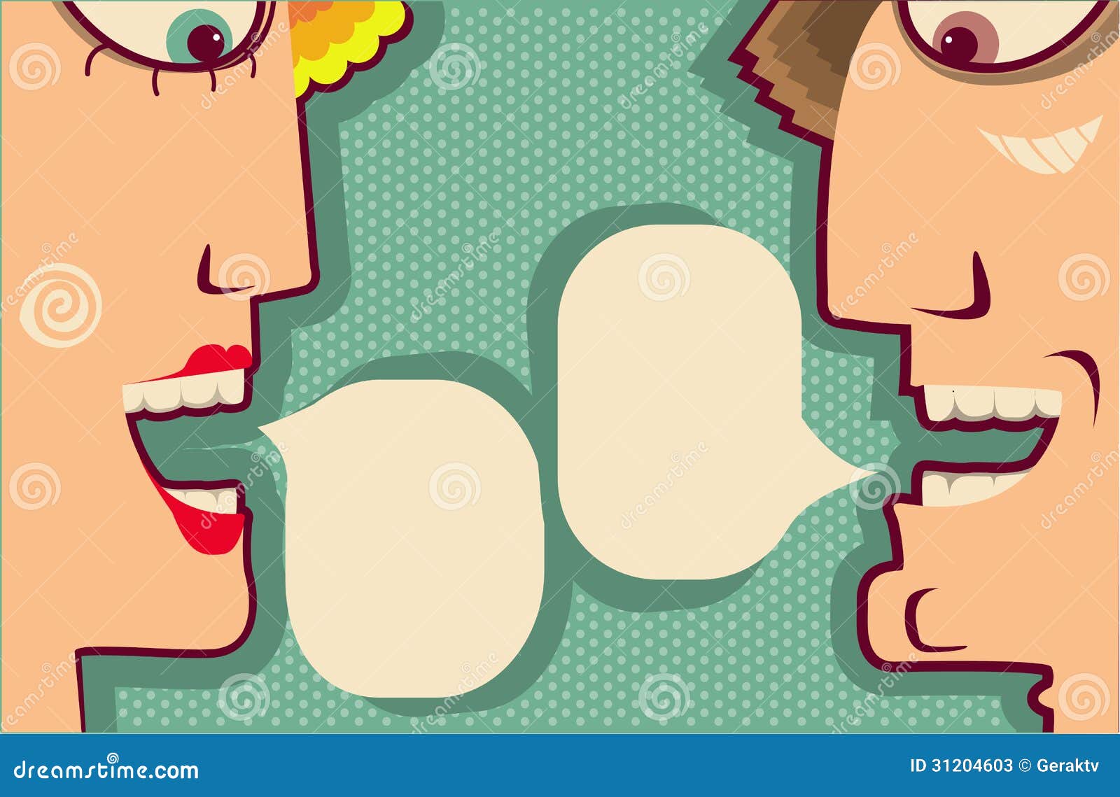 Faces Speaking and Bubbles for Text.Vector Cartoon Stock Vector ...