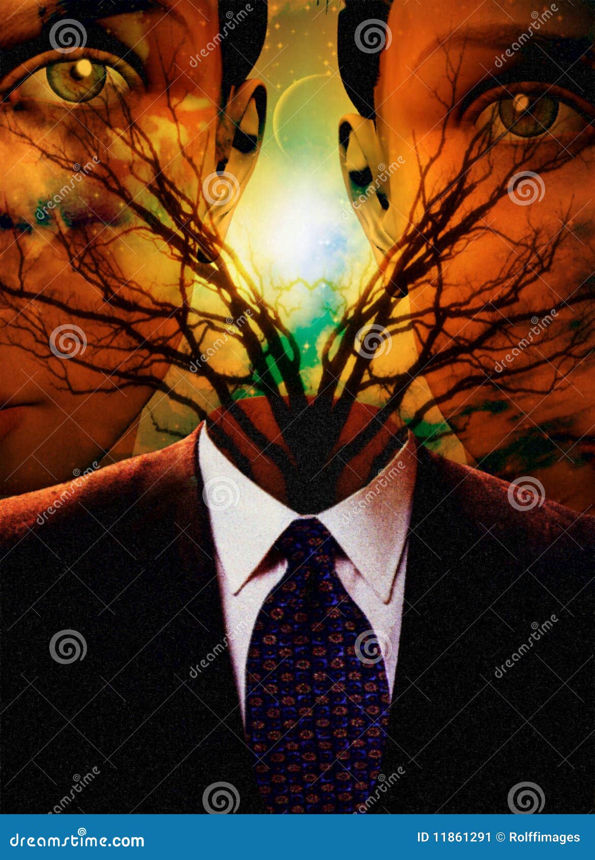 Faces and Surreal Nature stock illustration. Illustration of discovery ...