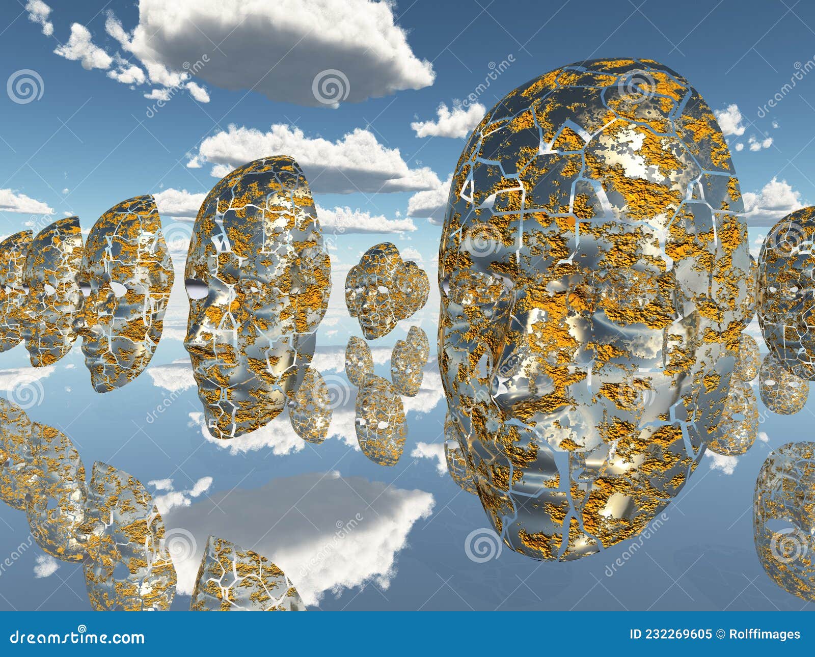 Faces in Surreal Scene stock illustration. Illustration of fantasy ...