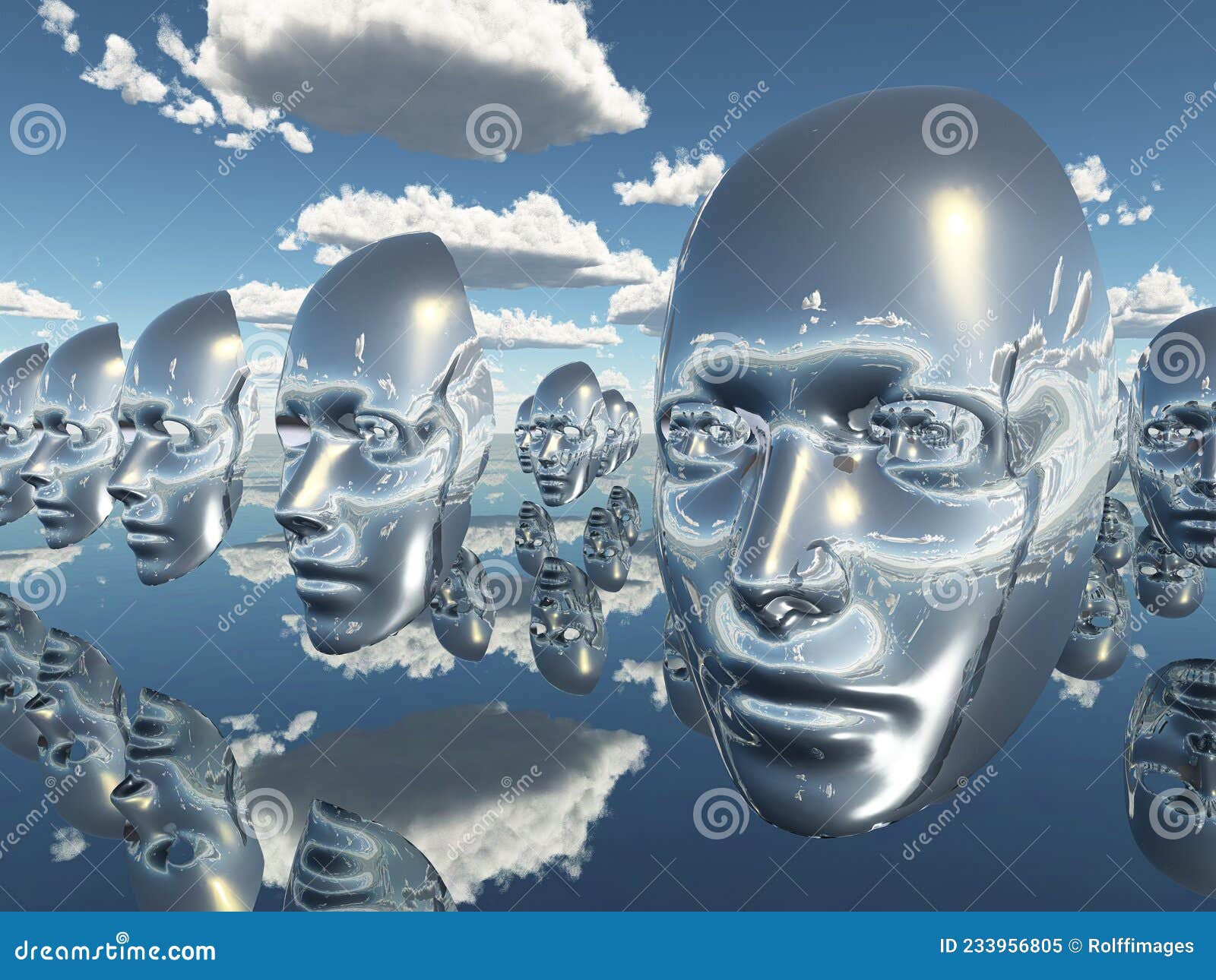 Faces in Surreal Scene stock illustration. Illustration of unreal ...