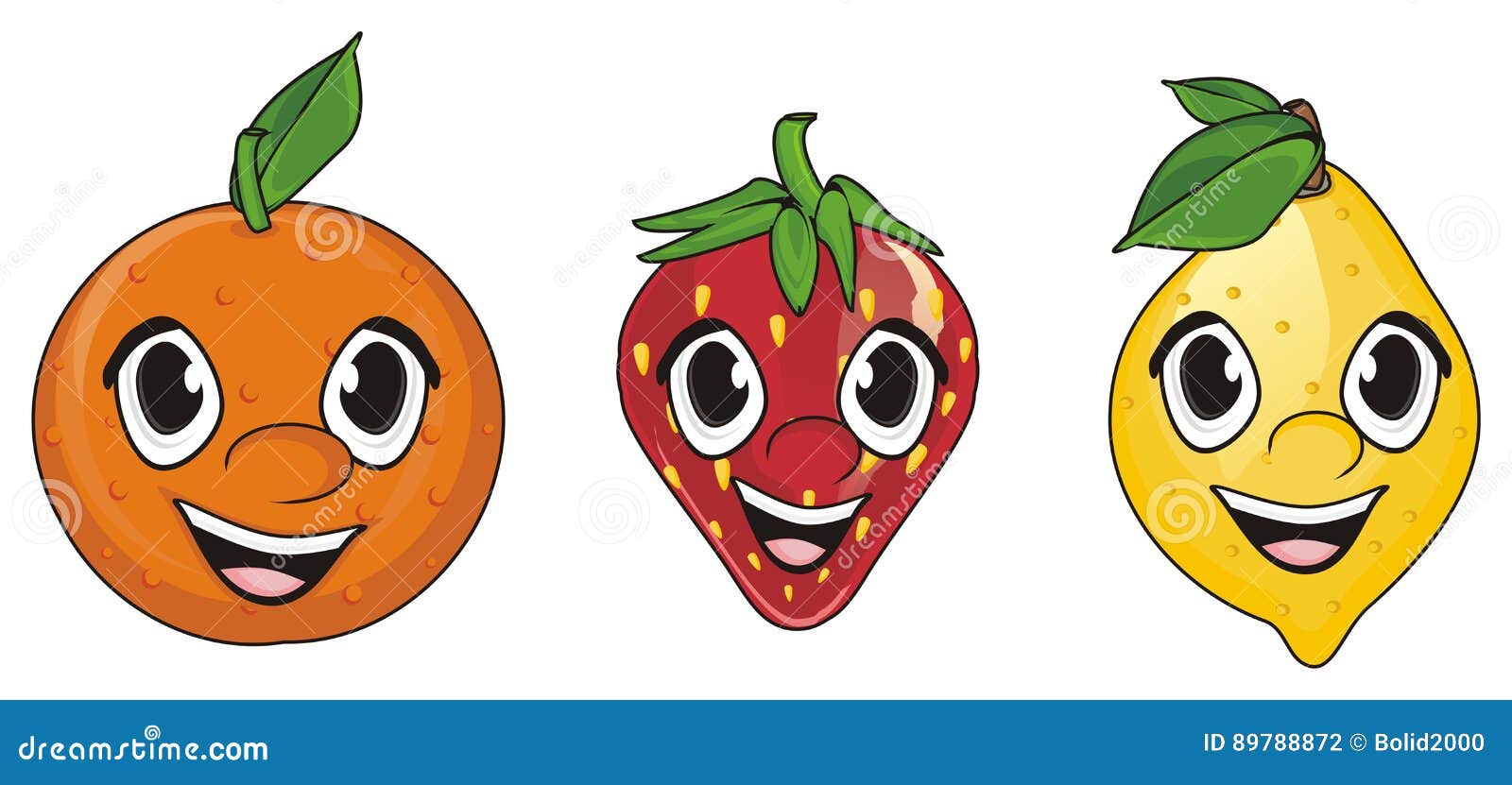 Faces of three fruits stock illustration. Illustration of garden - 89788872