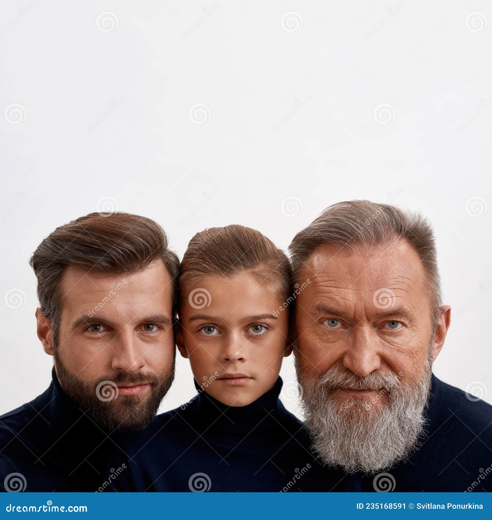 Faces of Three Generations of Caucasian Men Stock Image - Image of copy ...