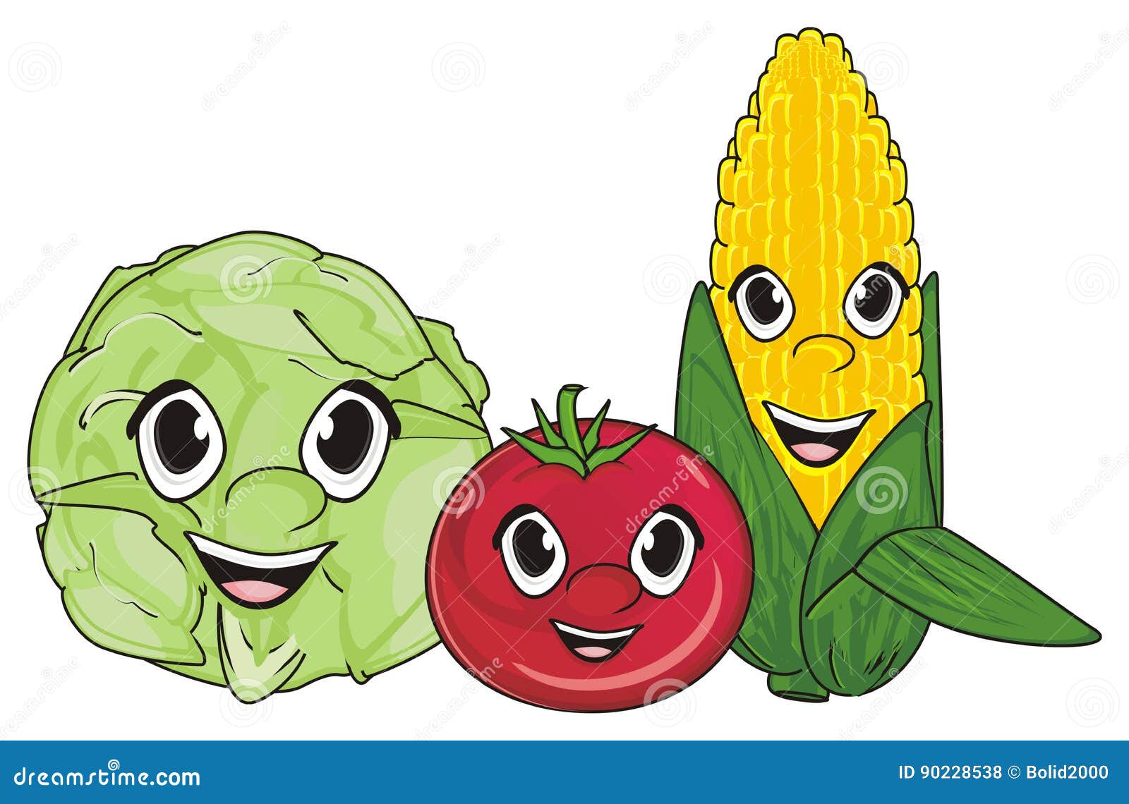 Faces of three vegetables stock illustration. Illustration of vitamins ...