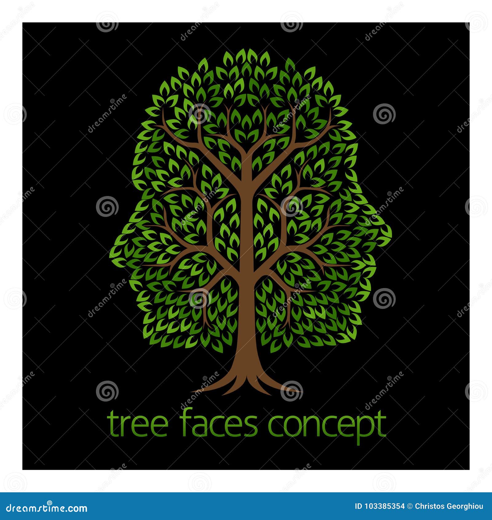 Men Faces In Tree Silhouette Optic Art Symbol Vector Illustration ...