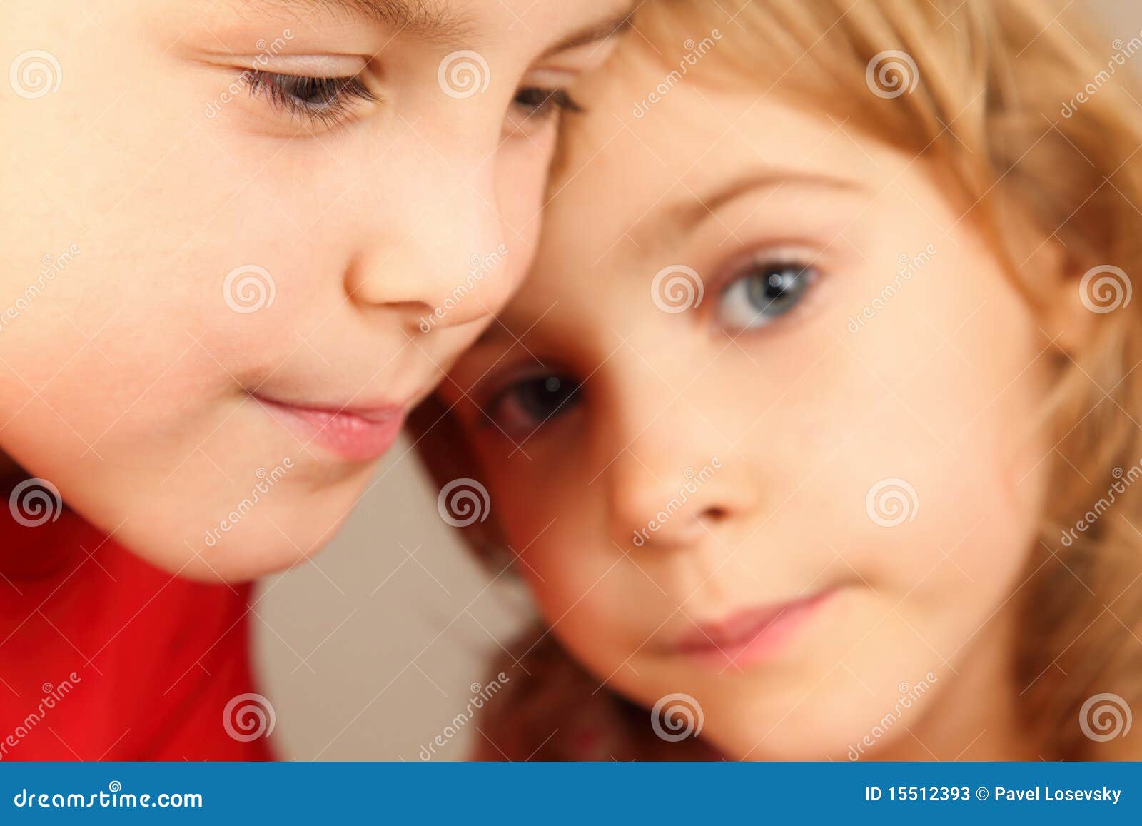 Faces of Two Children. Focus on Little Boy S Eye Stock Image - Image of ...
