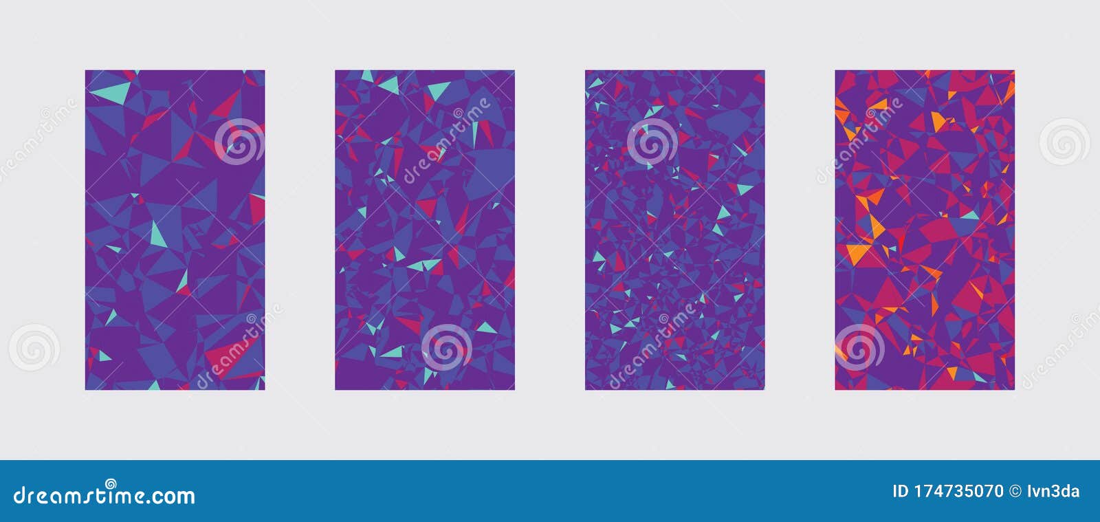 Facet Low Poly Vivid Cover Page Layouts Graphic Design Set. Violet ...