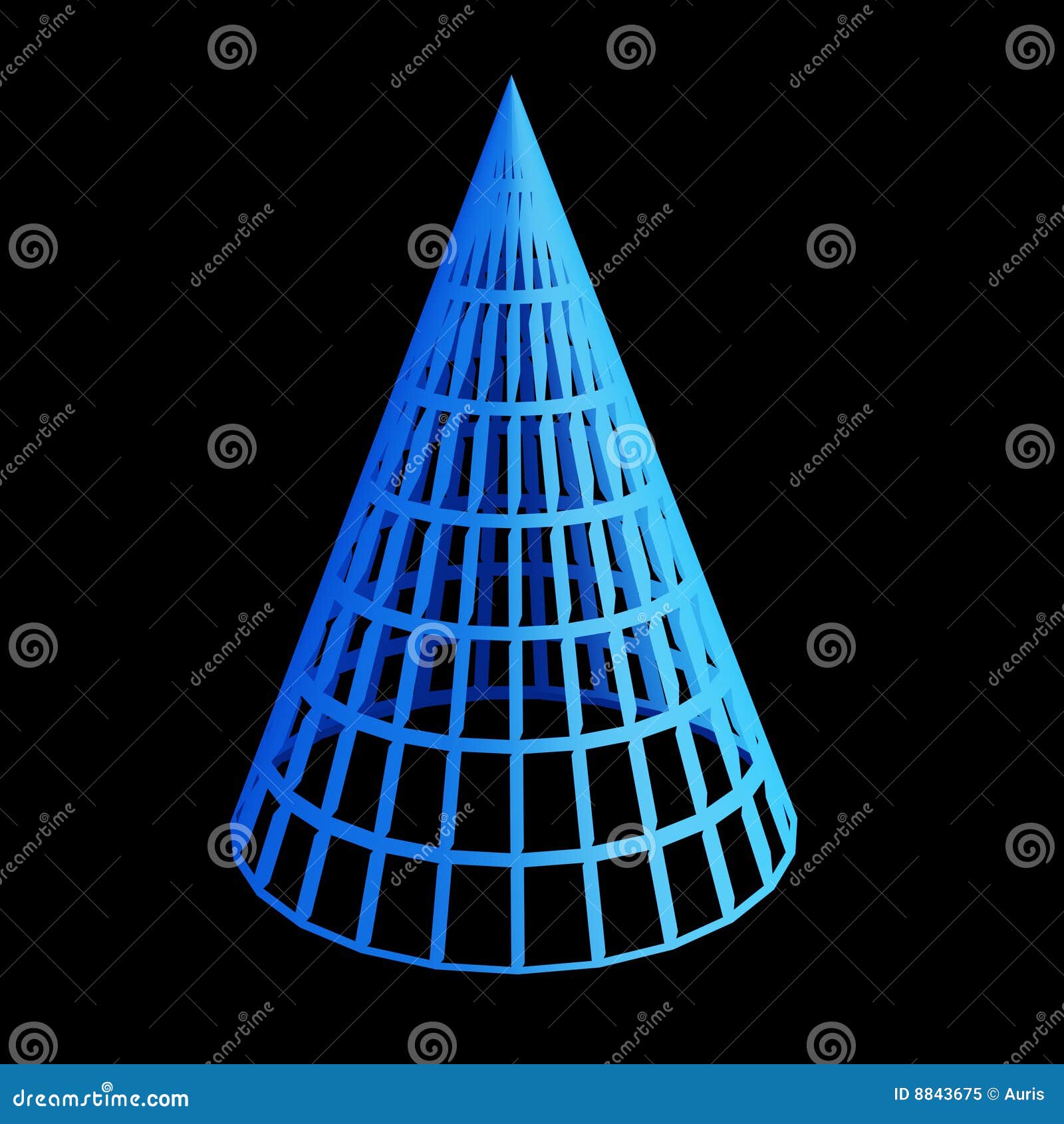 Faceted blue 3d cone stock illustration. Illustration of rendering ...