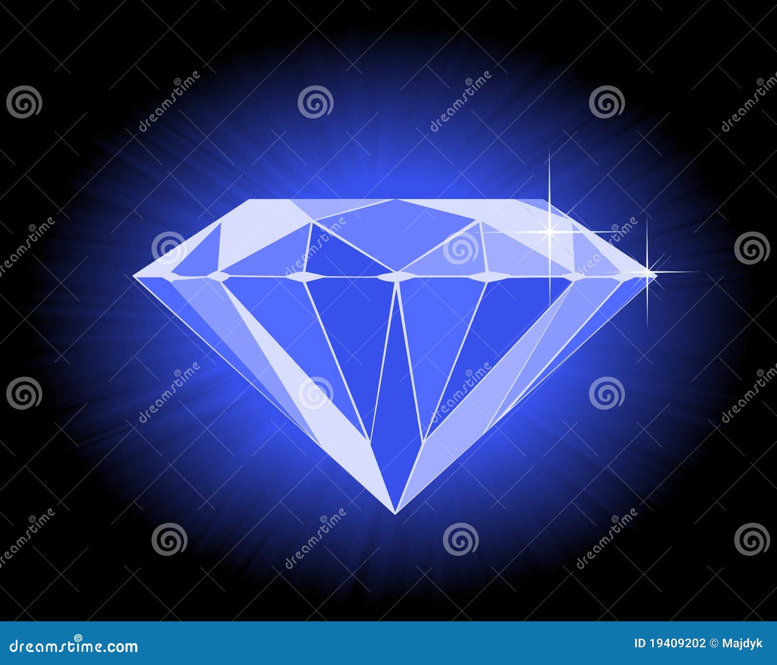 Faceted blue diamond stock vector. Illustration of shiny - 19409202