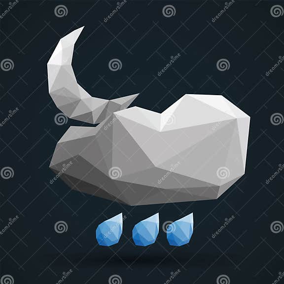 Faceted Cloud Crescent Moon and Rain. Vector Illustration Decorative ...