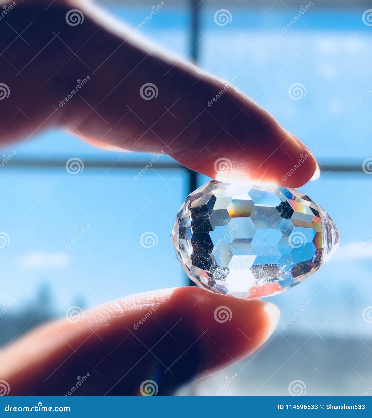 Faceted Crystal with Sunlight Reflection Stock Image - Image of macro ...