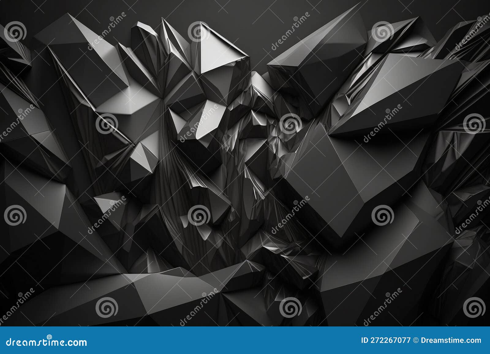 Faceted Dark Black Background with Triangles and Artistic Faceted 3D ...
