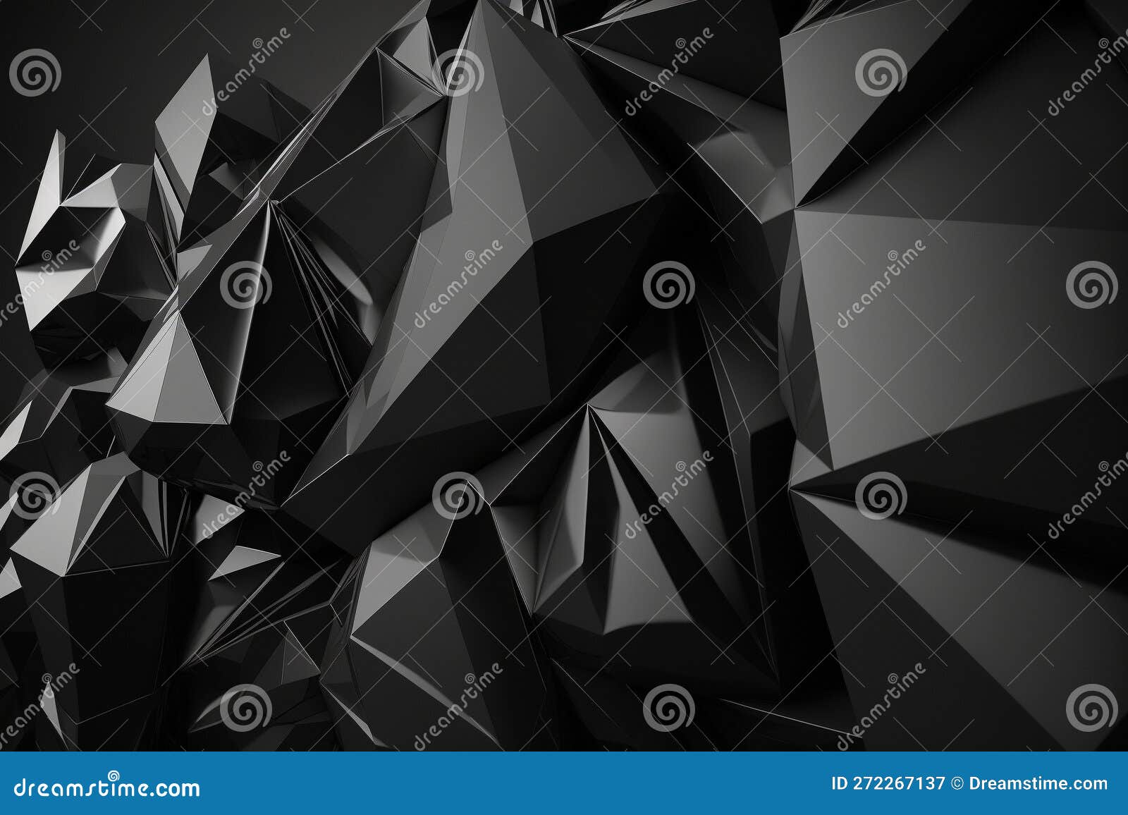 Faceted Dark Black Background with Triangles and Artistic Faceted 3D ...