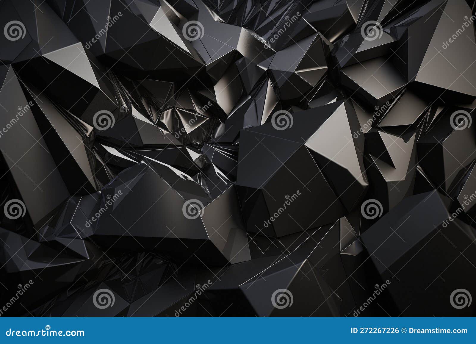 Faceted Dark Black Background with Triangles and Artistic Faceted 3D ...