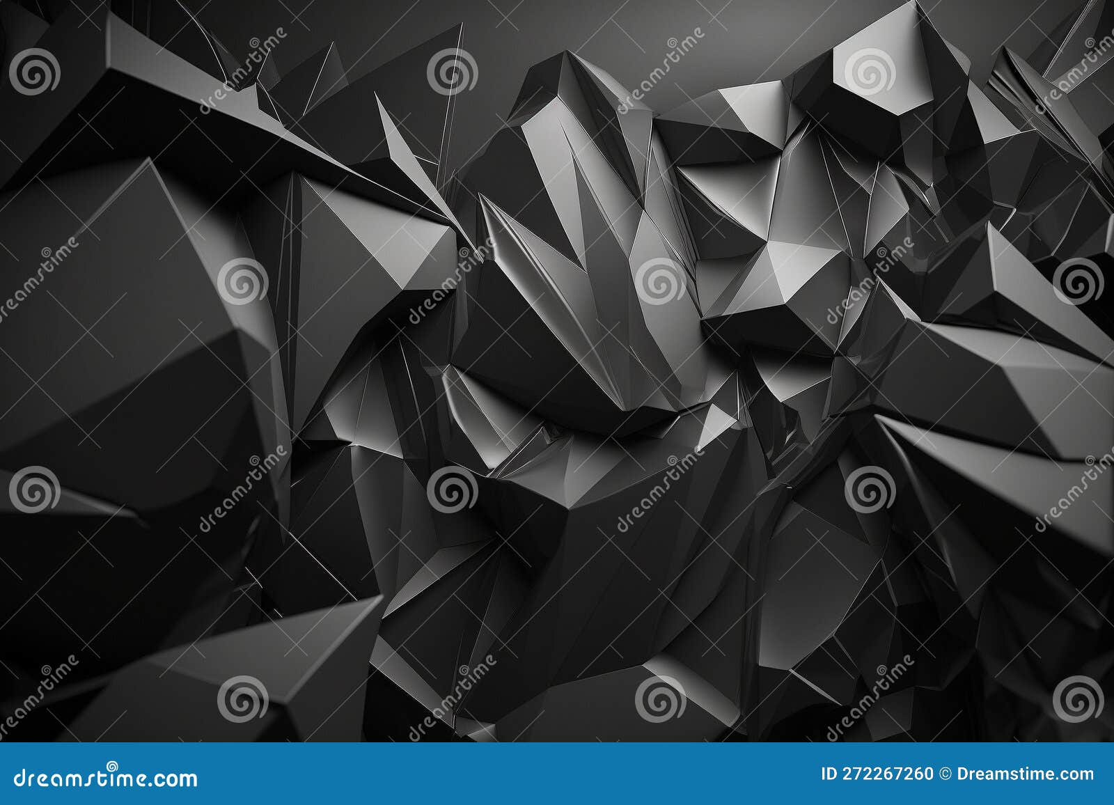 Faceted Dark Black Background with Triangles and Artistic Faceted 3D ...