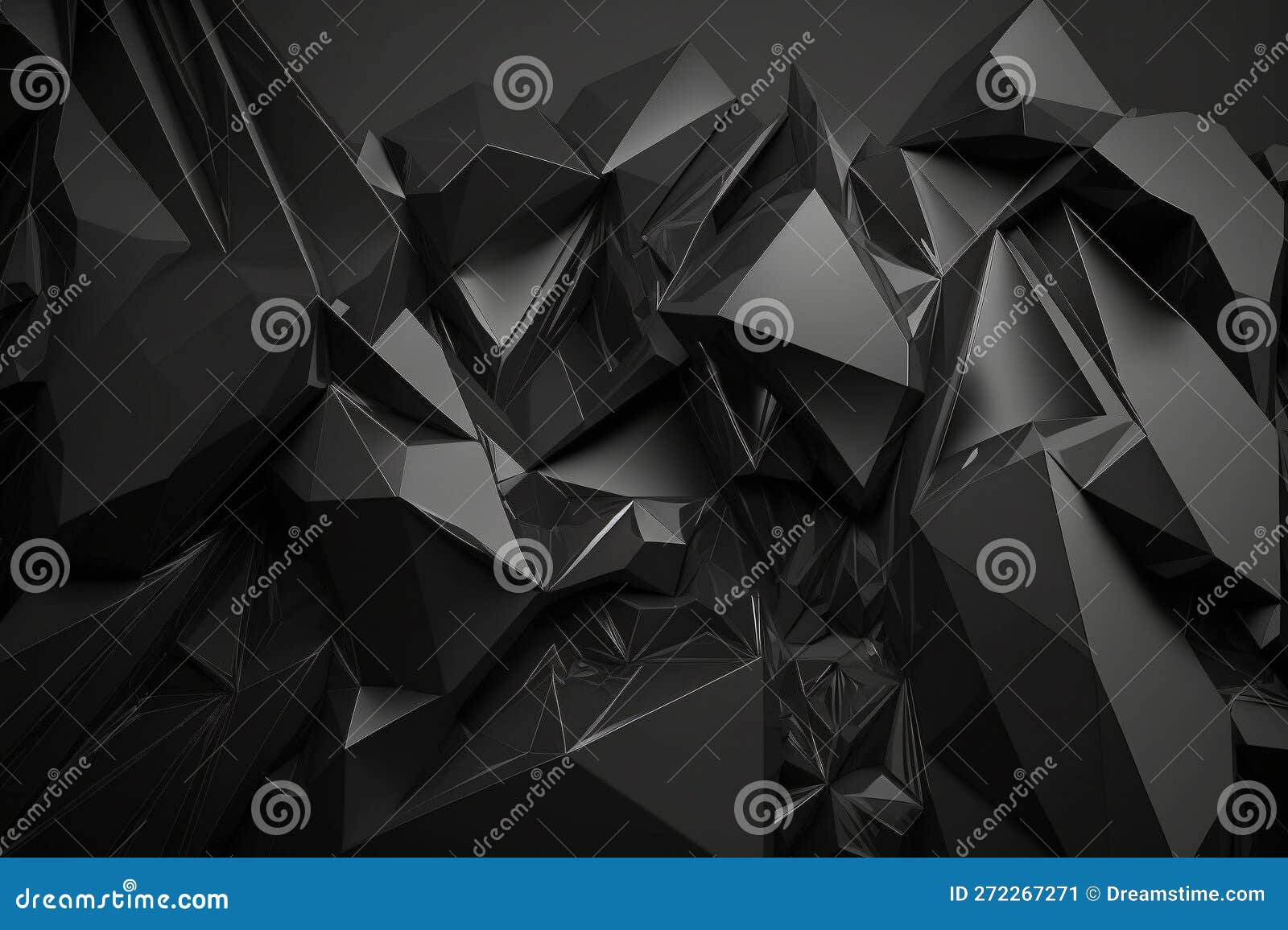 Faceted Dark Black Background with Triangles and Artistic Faceted 3D ...