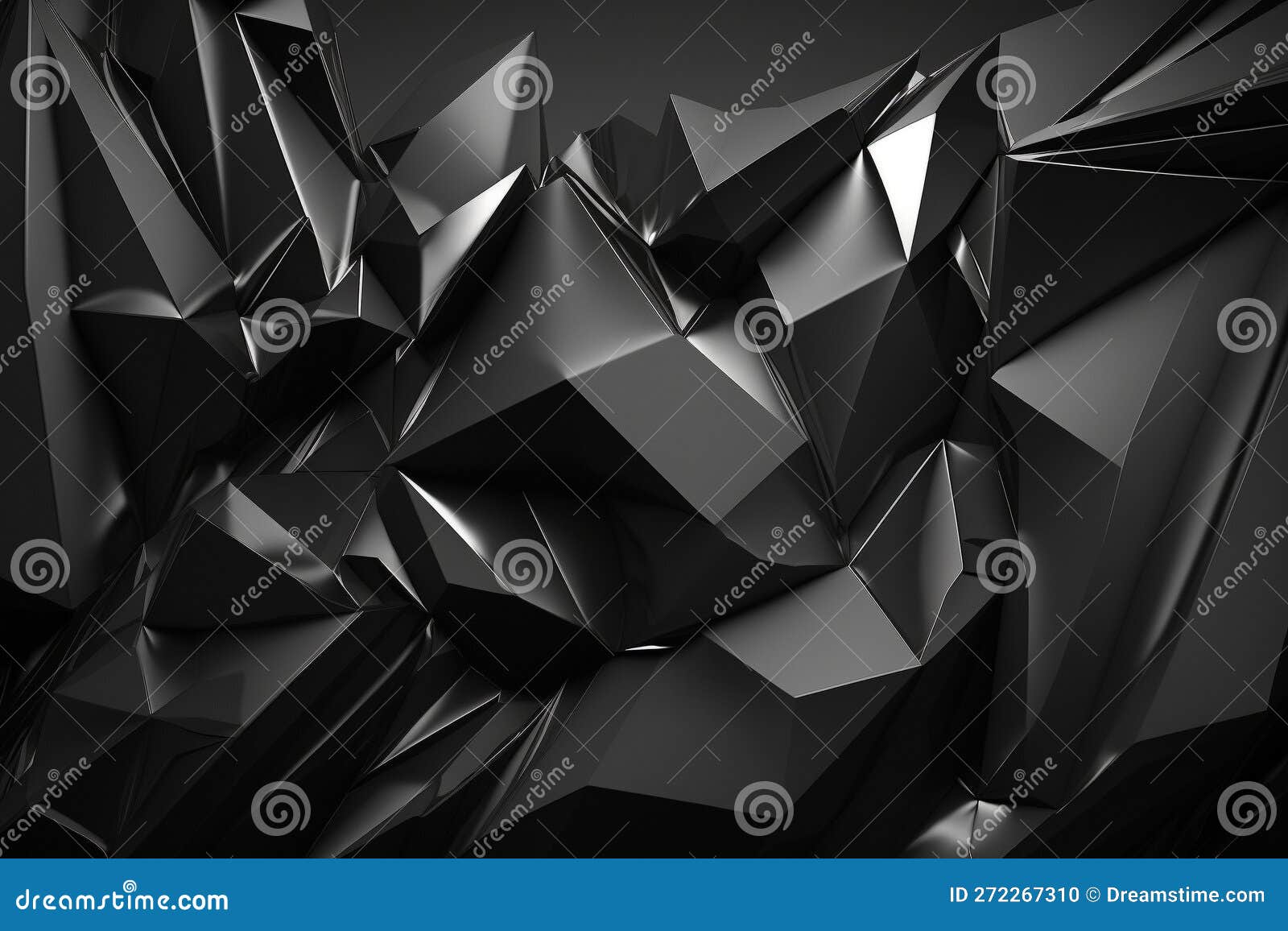 Faceted Dark Black Background with Triangles and Artistic Faceted 3D ...