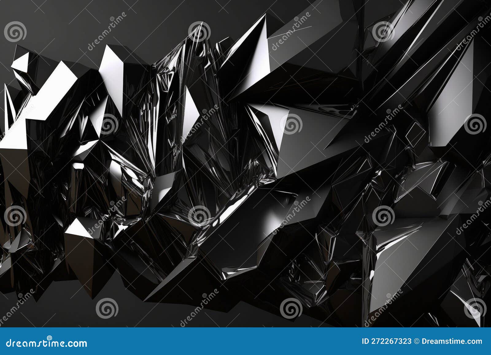 Faceted Dark Black Background with Triangles and Artistic Faceted 3D ...
