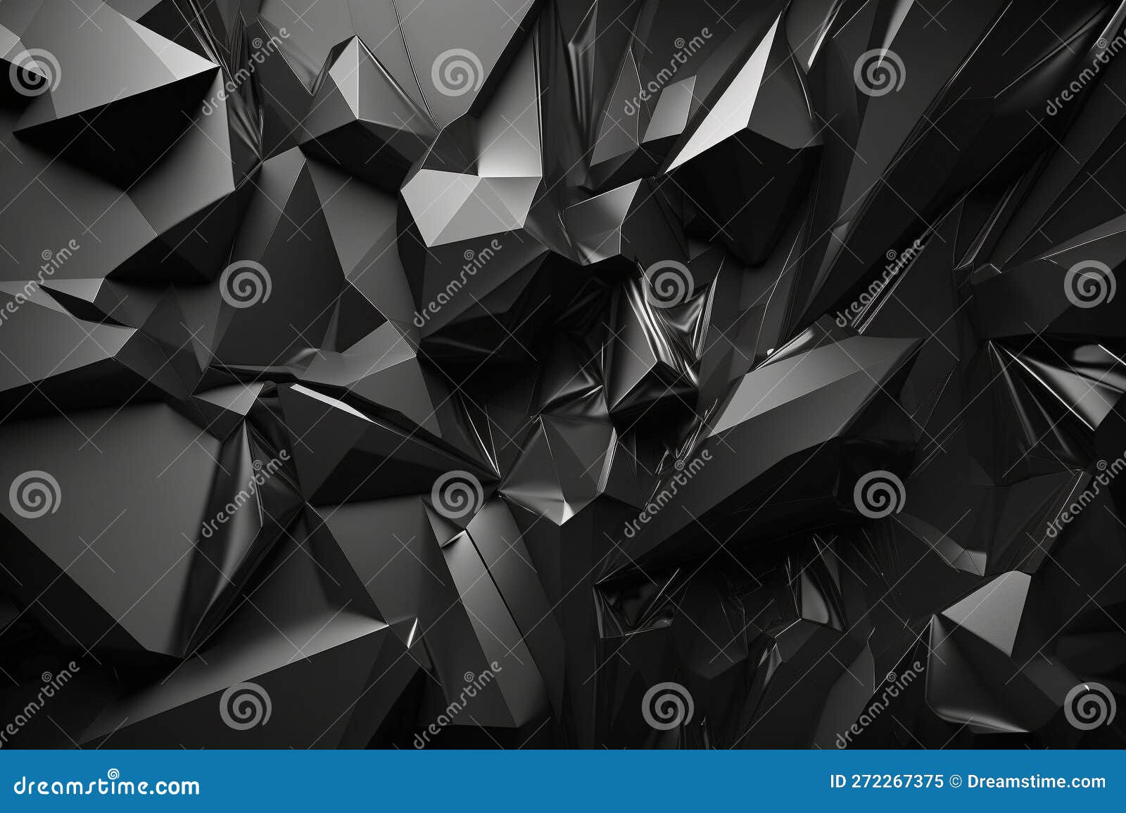 Faceted Dark Black Background with Triangles and Artistic Faceted 3D ...