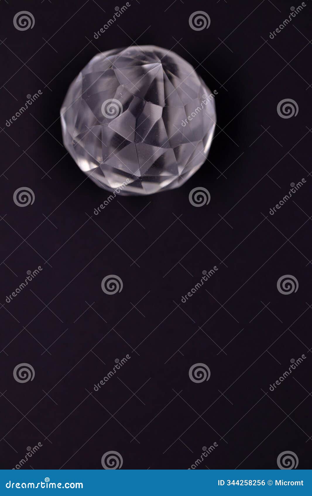 Faceted Sphere, Sparkling Crystal on Dark, Black Background. Large ...
