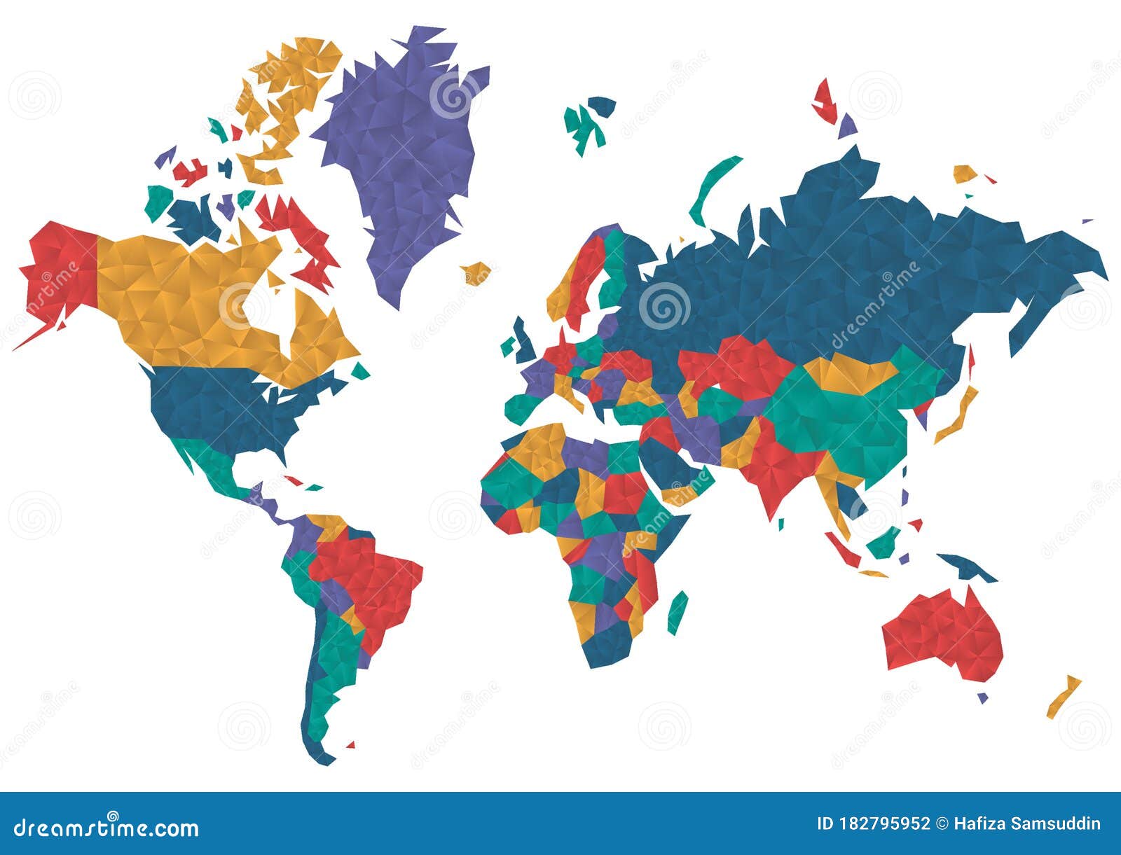 World Map Atlas. Colored Political Map With Blue Seas And Oceans ...
