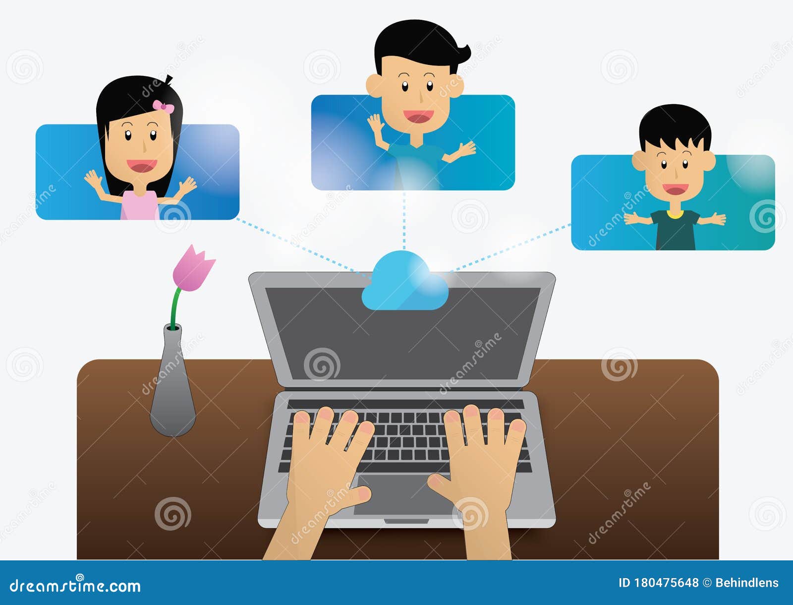 Facetime Conference. Meeting Work from Home. Internet Technology ...