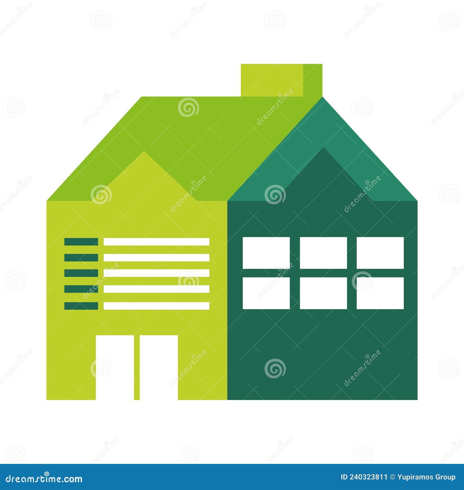 Fachada de edificio verde ilustración del vector. Ilustración de verde - 240323811