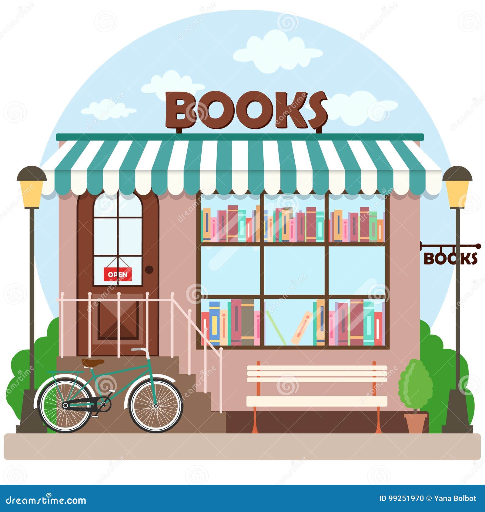 Fachada Del Edificio De La Librería De La Librería Ilustración del ...