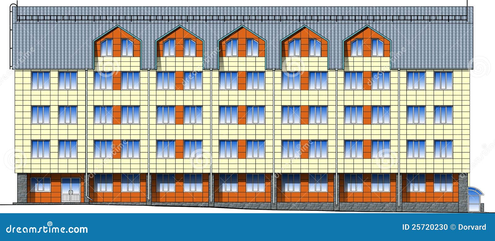 Fachada Del Edificio Moderno En Vector Ilustración del Vector - Ilustración de azotea, adornado ...
