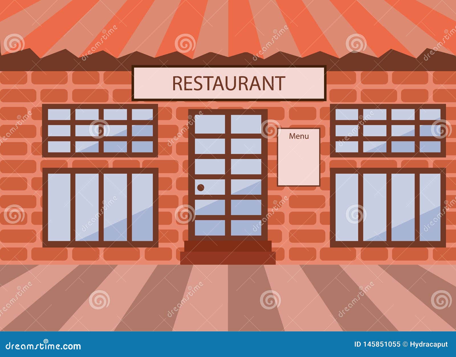 Fachada Delantera Del Restaurante Ilustración del Vector - Ilustración ...