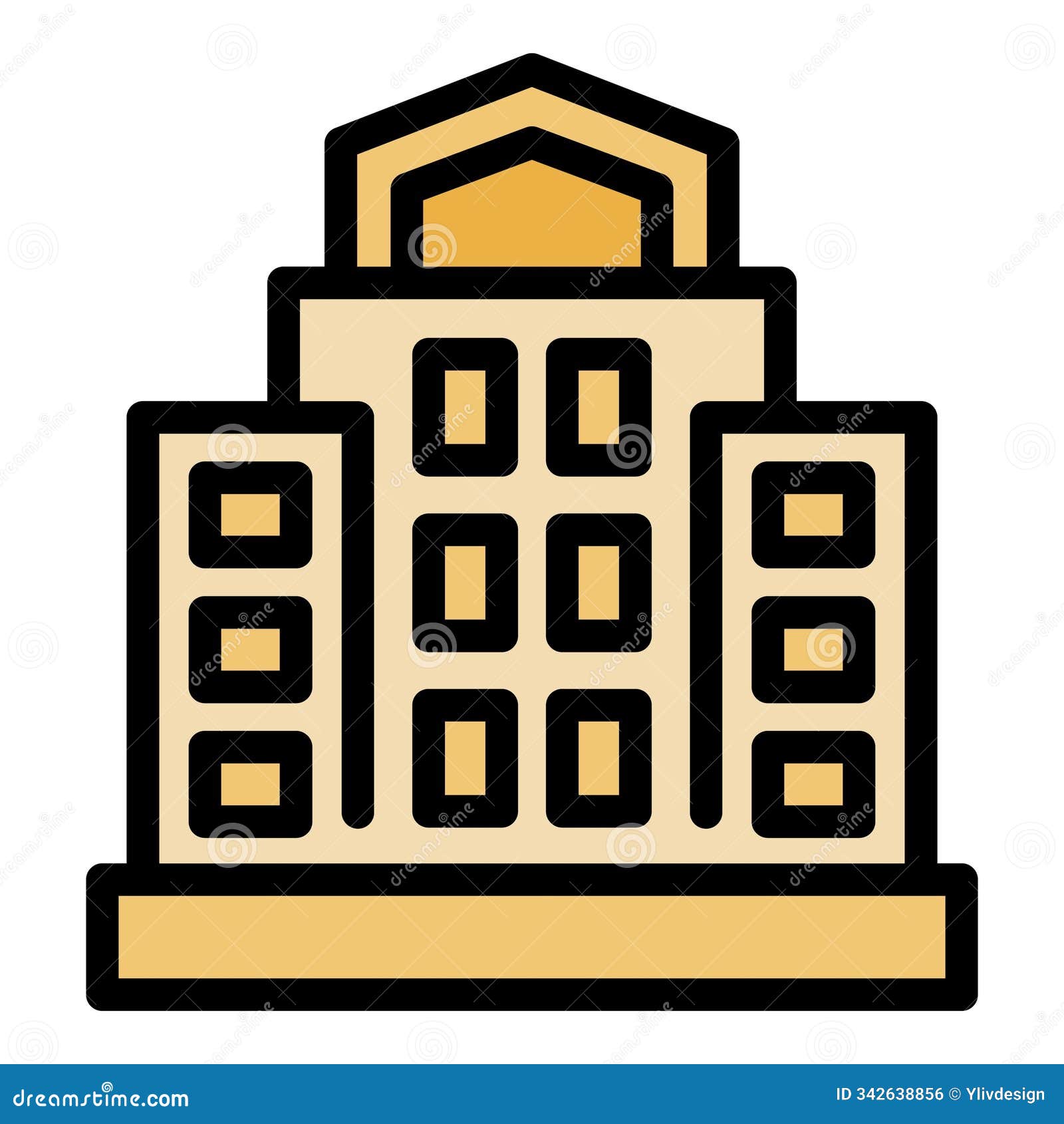 Fachada Moderna Del Edificio De Apartamentos Con Icono De Ventanas Ilustración del Vector ...