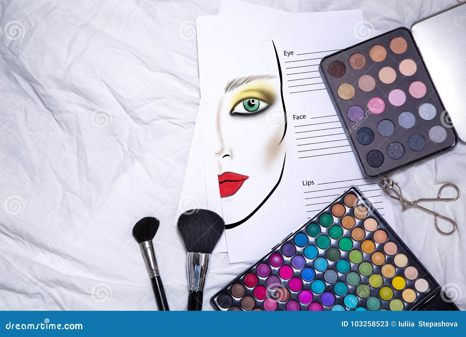 Facechart Makeup Template for Drawing Cosmetics Stock Image - Image of ...