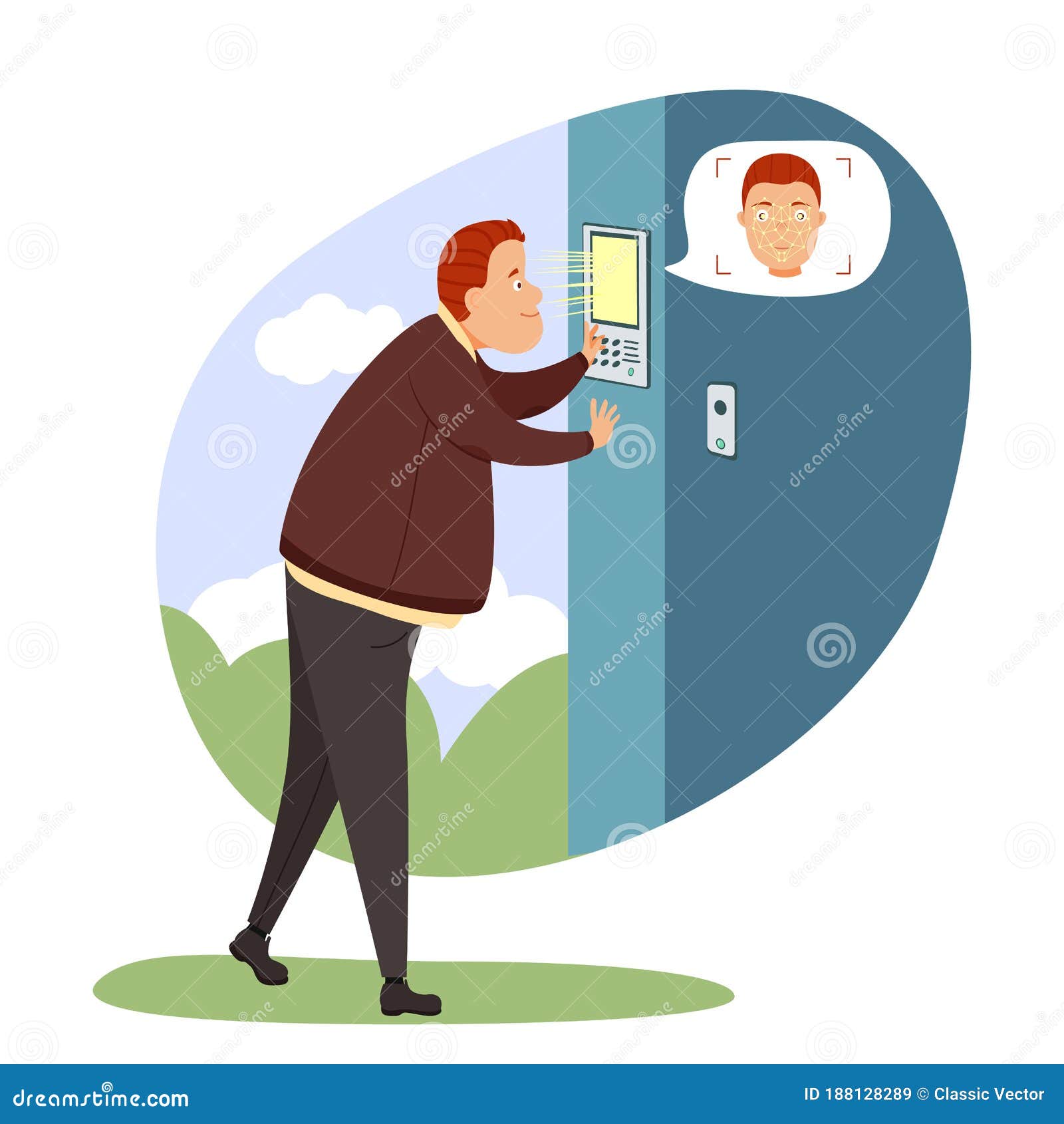 Id System. Facial Identification, Flat Biometric Technology. Face ...