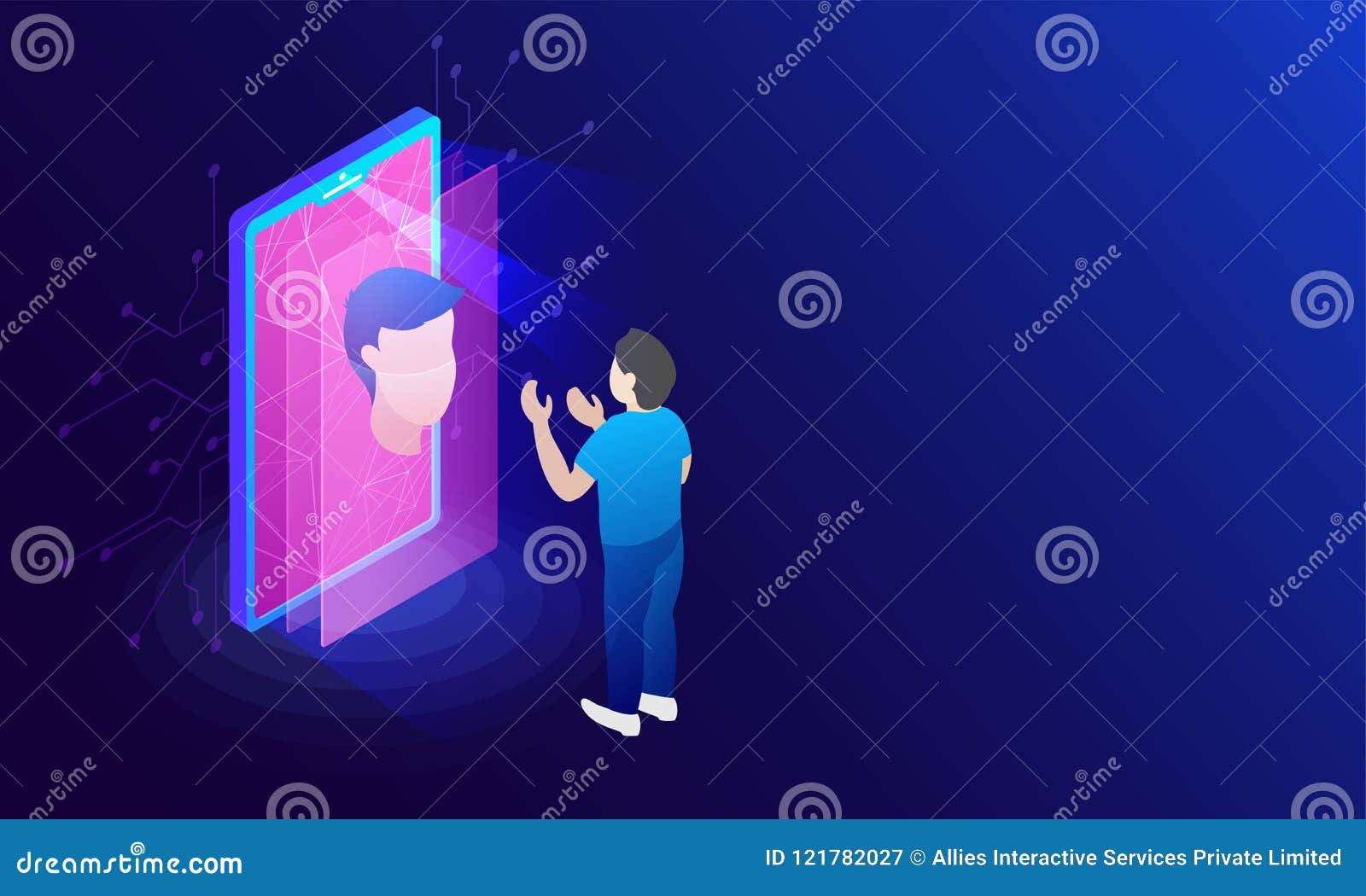 Facial Biometric Scan, Biometric Identity and Approval. Future O Stock ...