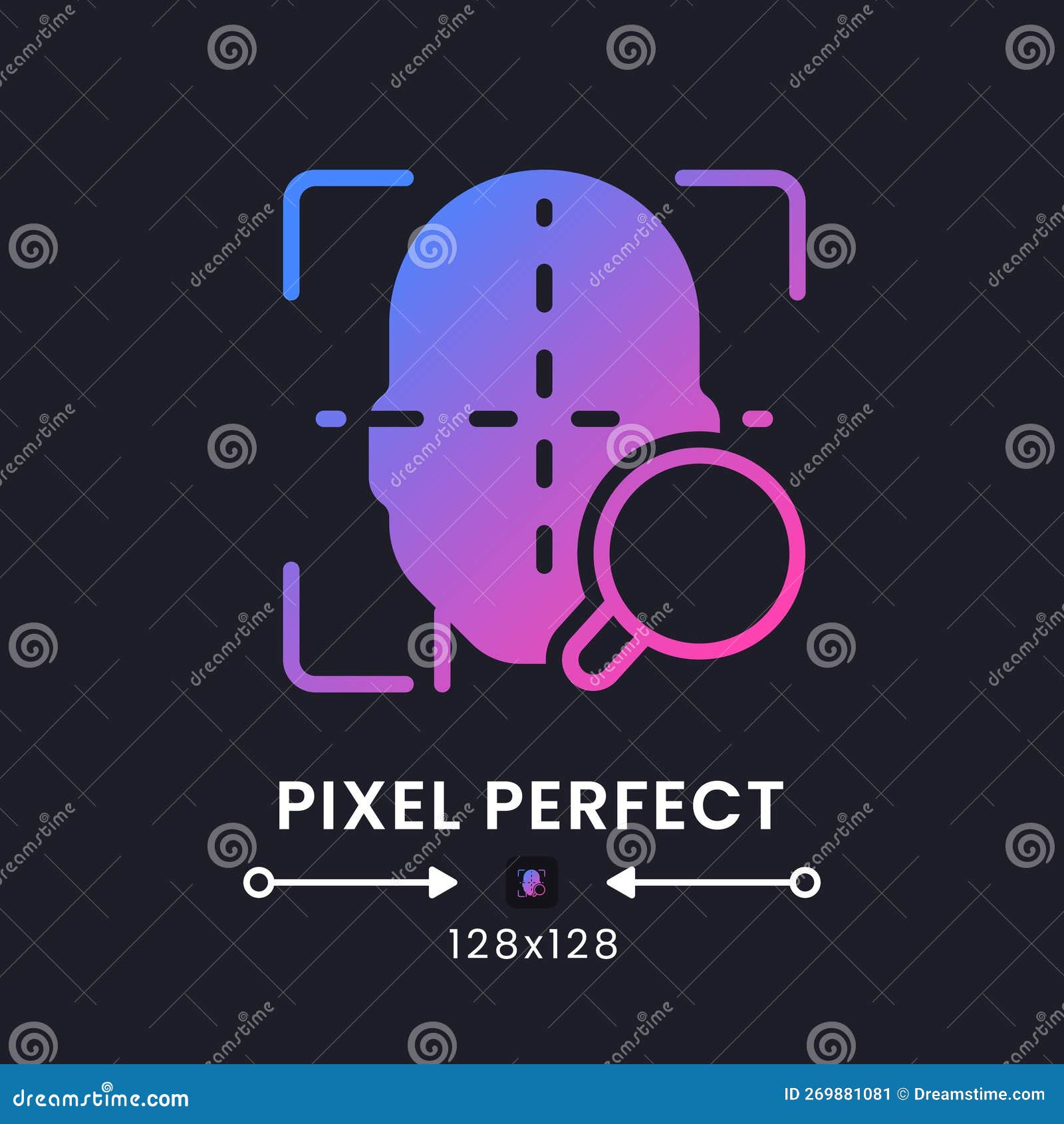 Facial Coding Purple Solid Gradient Desktop Icon on Black Stock Vector ...