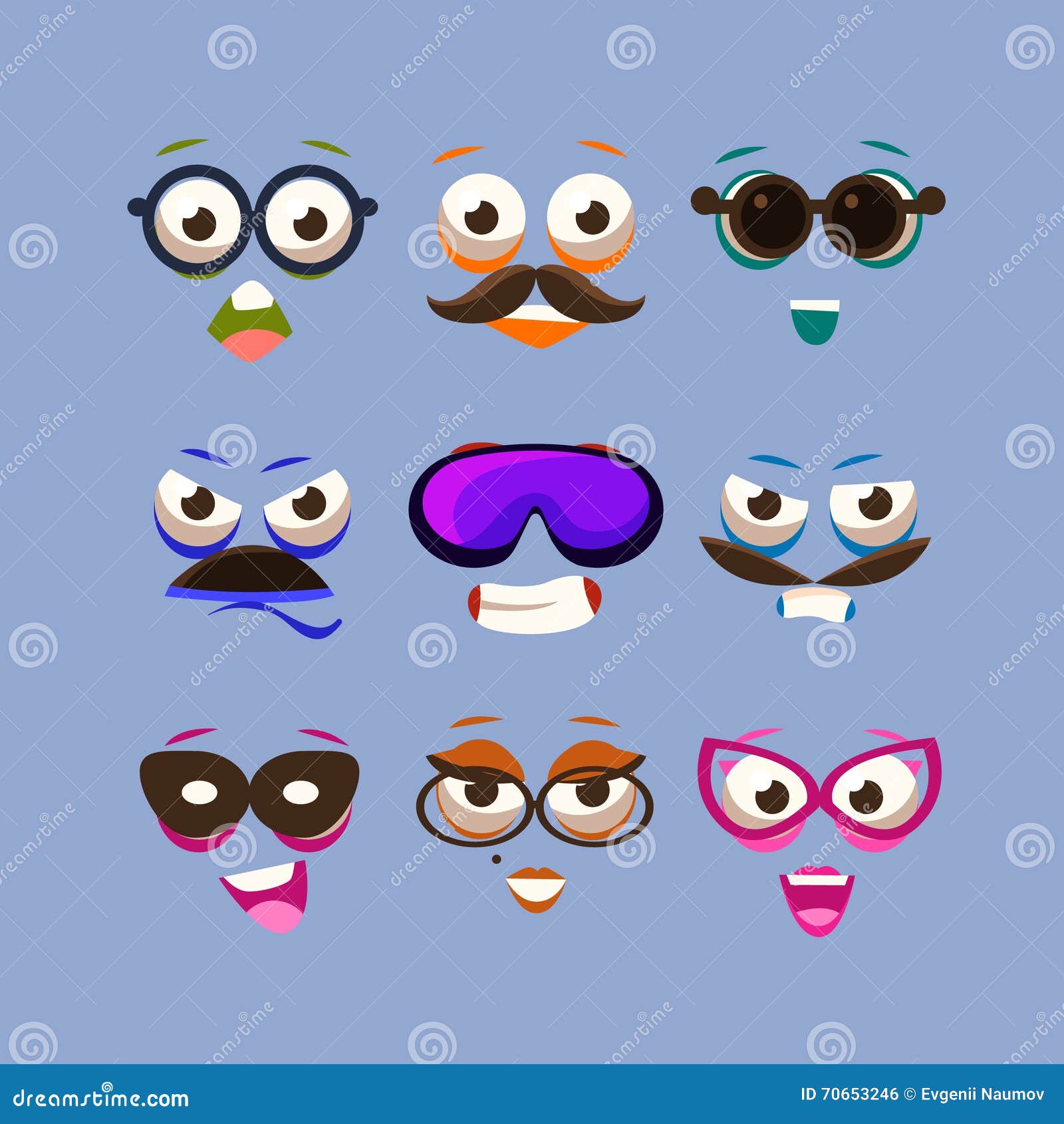 Facial Design Elements Collection Stock Vector - Illustration of ...