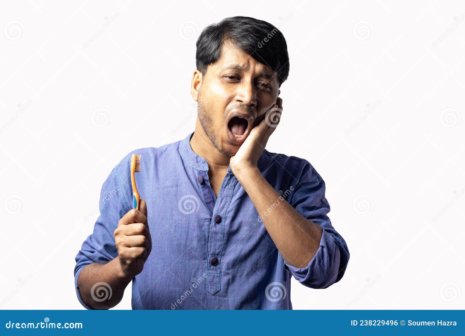 Facial Expression of an Indian Male Stock Photo - Image of blue, issue ...